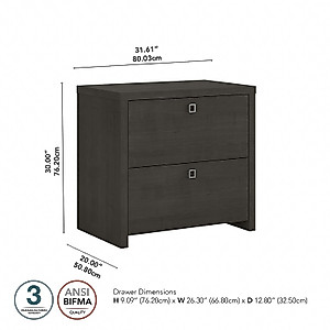 Bush Business Furniture Echo 2 Drawer Lateral File Cabinet, Charcoal Maple