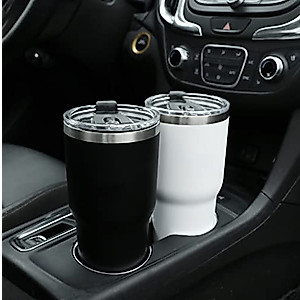 CYETUS 30oz Tumbler with Lid, Stainless Steel Vacuum Insulated Coffee Tumbler Cup, Double Wall Powder Coated Travel Mug, White