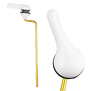 Jwodo Toilet Handle Replacement Kit, Side Mount Toilet Trip Levers with Seal Gasket and Nut, with Stainless Steel Flapper Chains, Universal Replacement for Most Toilets (White)