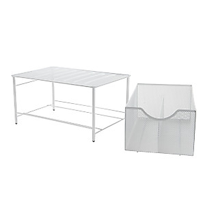 Mind Reader Organizer Storage Basket, 15.4” L x 9.4” W x 7.5” H, White