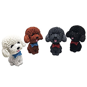 IBWell Mini Bobbing-Head Dog for Car Dash Board Decor,Dashboard Doggy Puppy Teddy Toy with Adhesive Tab（Poodle） (Black)