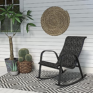 Grand patio Outdoor Mesh Sling Rocking Chair, Steel Rocker Chair Seating Outside for Front Porch, Garden, Patio, Backyard (Black&Grey Plaid 1PC)