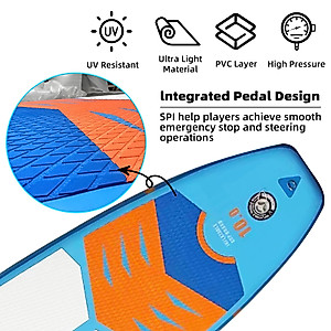 NAFCOOL Inflatable Stand Up Paddle Board,10'4"×32"×6" Surfing Standing Paddle Board with SUP Accessories & Backpack, Non-Slip Deck,Removable Fins,Leash,Paddle,Hand Pump for Youth & Adult(Sky Blue)