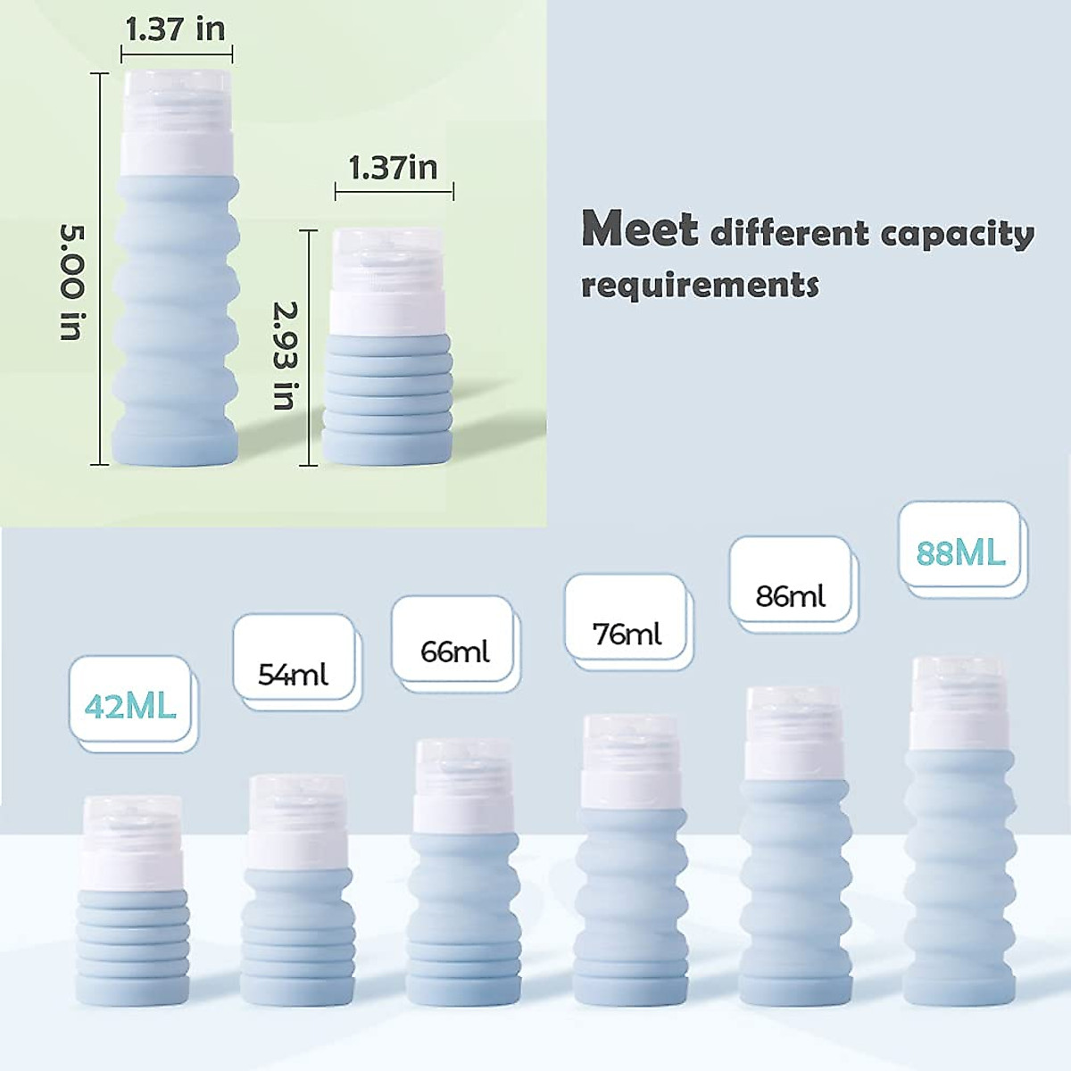 INNERNEED Collapsible Travel Size Bottles Portable Refillable Containers for Toiletries Shampoo Lotion Soap, Leak-Proof and TSA Approved, Ideal for Travel, Gym, Camping (Pack of 4)