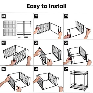 mahueeol Bathroom Organizer For countertop, 2-Tier Cosmetic&Makeup Holder Vanity Rack, Detachable Standing Rack Kitchen Cabinet Spice Rack, Metal Bathroom Shelf Shower Caddy,Black