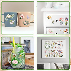 10 Sheets DTF Cup Wrap Transfer Stickers, Colorful Rub On Transfer Stickers Butterfly DTF Transfer Sticker Floral Cup Wrap Transfer Stickers for 16oz Glass Cup Handmade Crafts