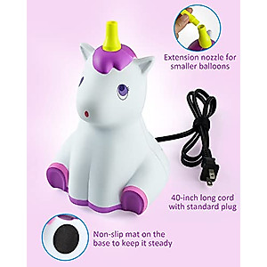 Coogam Unicorn Balloon Pump, Electric Air Ballon Blower, Portable Inflator for Party Wedding Birthday Xmas Baby Shower DIY Decoration (White)