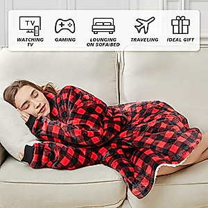 Homemate Wearable Blanket Hoodie, Cute and Funny Patterns Oversized Hoodie Sweatshirt Blanket for Adults Women Men，Cozy，Warm，Fuzzy Hoodie Blanket