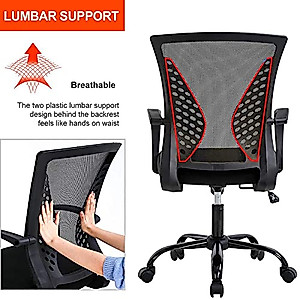 TYNB Home Office Chair Ergonomic Desk Chair Mesh Computer Chair Black Conference Room Chairs with Lumbar SupportCute Desk Chair for Home Meeting Room Office Room, MC-GF411-Black, 19.3x17.7x41.1 in