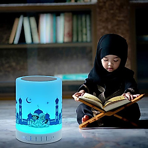 Telawah Quran Speaker with Remote Control, Portable LED Bluetooth Touch Cube MP3 Music Player Quranic Night Light Speaker