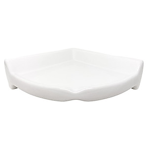 Tenedos White Glazed Ceramic Bathroom Accessory (Corner Shower) - Shampoo and Big Soap Holder- Not Flat Surface Installation