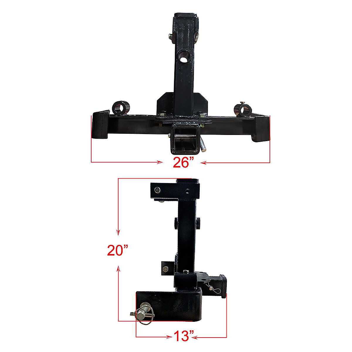 Titan Attachments 3 Point Transformer Tractor Hitch Fits Category 1 Tractors, Titan Quick Hitch Compatible, Optional Hay Bale Spear and Stabilizer Spears, Black Finish, Move Large Round Hay Bales