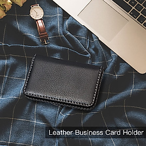Padike Business Name Card Holder Luxury PU Leather,Business Name Card Holder Wallet Credit card ID Case/Holder For Men & Women - Keep Your Business Cards Clean (Black)