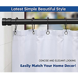 BRIOFOX Simple Shower Curtain Rod - Modern Shower Rod Tension - Rust Proof Non-Slip 42-72 inches Stainless Steel, Matte Black