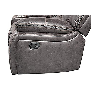 Roundhill Furniture Elkton Manual Motion Recliner with Storage Console, Sofa, Dark Chesnut