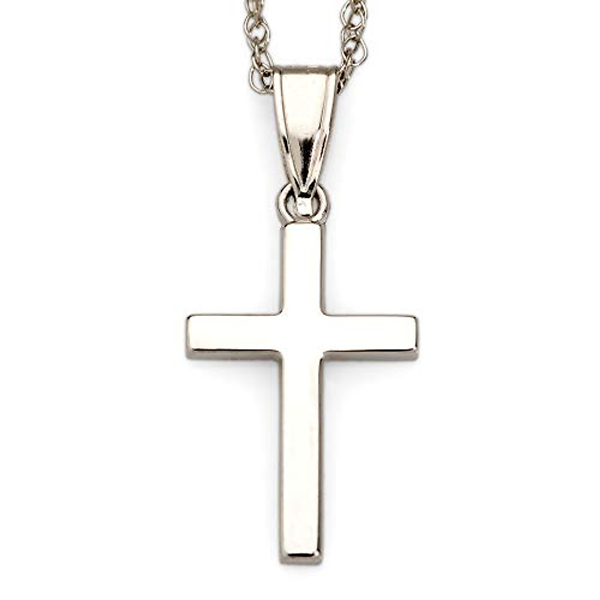 14kt White Gold Cross Pendant Necklace. 18 inches