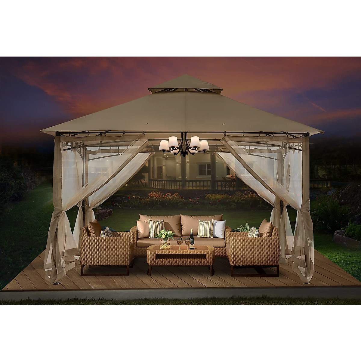 Sturdy Patio Gazebo 10 Ft x 12 Ft with Mosquito Netting by ABCCANOPY