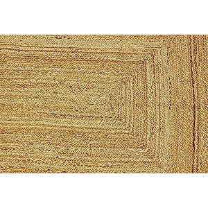 Casavani Scalloped Collection Rectangular Area Trend Rug - 4' x 6', Beige and Yellow, Braided Jute Rug With Scallop Design Ideal for High Traffic Areas in Entryway, Living Room, Bedroom