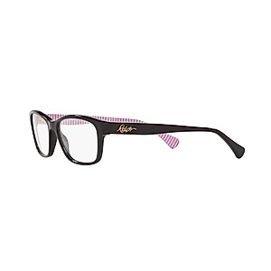 Ralph by Ralph Lauren Women's RA7108 Rectangular Prescription Eyewear Frames, Shiny Black Glitter/Demo Lens, 52 mm