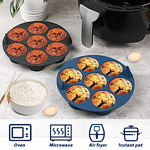 Webake 2PCS Silicone Air Fryer Muffin Pan for Baking 7 Cavity Air Fryer Silicone Cupcake Pans Non Stick Food Grade and BPA Free Muffin Tins Baking Cups