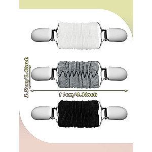 WILLBOND 3 Pieces Fit Dress Cinch Clip Vintage Sweater Shawl Clip Retro Cardigan Collar Clip Brooch Clip for Women(4.33 Inch,Black, White, Gray)