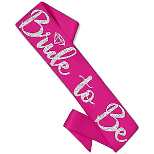 RhinestoneSash Bride Sash Bachelorette Party Pink - Silver Sparkle Diamond Bride To Be Hot Pink PREMIUM BRIDAL GRADE SATIN Sash - Magenta Sash(SlvDiaB2B)