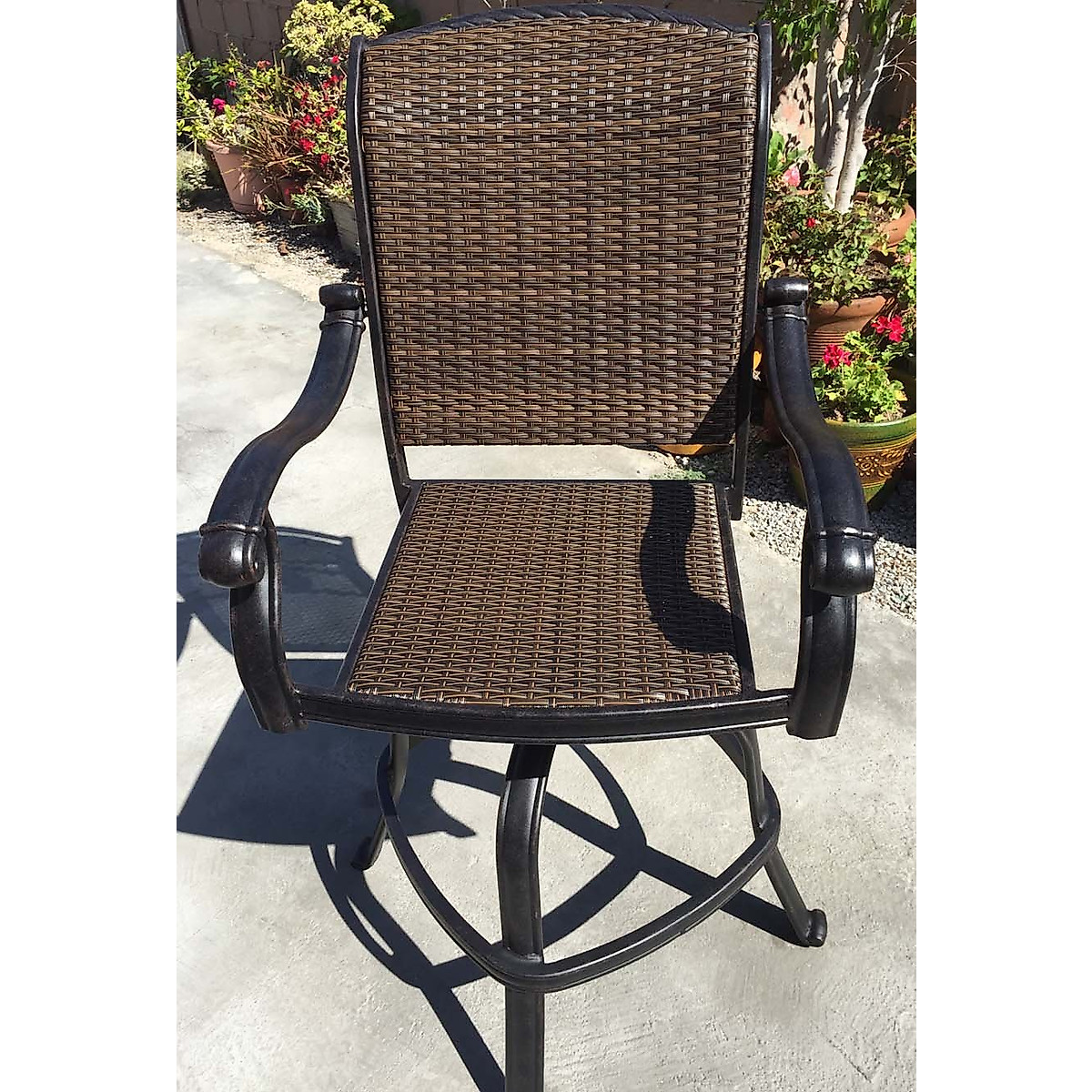 Patio Bar Stool Set of 4 Swivel Outdoor Santa Clara Cast Aluminum Furniture Dark Bronze