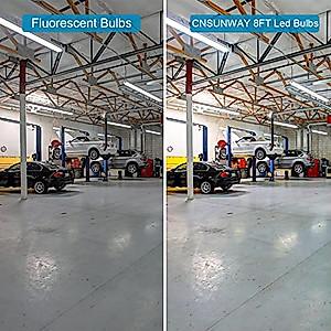 CNSUNWAY 8FT LED Bulbs, 45W 5400LM 6000K Super Bright, FA8 Single Pin LED Light Tube, Frosted Cover, Ballast Bypass, F96T12 Fluorescent Light Bulbs Replacement, ETL Listed (25-Pack)