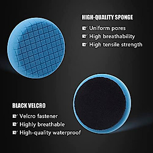 SPTA Drill Polishing Pads Kit, 20pcs 3inch (80mm) Car Foam Polishing Buffing Pads, Wool Pads, Multifunctional Cleaning Brush, Backing Plate for Car Polisher Polishing,Buffing and Cutting