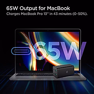 USB C Charger, Spigen 65W [GaN III] 4-Port USB C Charging Station, USB-C PD/USB-A Fast Charge Hub for MacBook iPad M2 M1 Pro Air iPhone Galaxy HP Dell XPS ASUS Chromebook USB-C Laptop Steam Deck