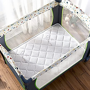 Premium Knitted Fabric Foldable Pack and Play Mattress Topper -Odorless Playpen Mattresses Pad,Sturdy Edges and Non-Toxic Play Yard Mattress Pad Fits for Graco & Baby Trend & Pamo Babe Playard