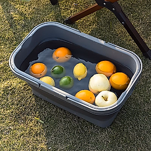 KERHAND Outdoor Foldable Silicone Bucket with Lids,Collapsible Storage Bins & Picnic Basket,Silicone+Plastic Ice Bucket Car Organizer for Tool/Books/Snack/Beer (30 L)