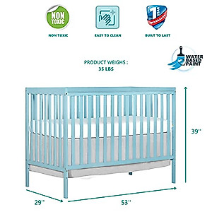 Dream On Me Synergy 5-In-1 Convertible Crib In Aqua Sky, Greenguard Gold Certified