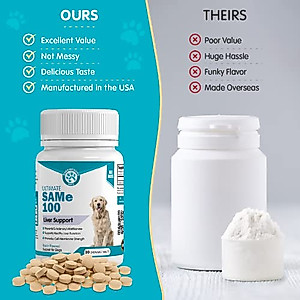 Wanderfound Pets Same 100 Liver Support for Dogs - Same S-Adenosyl-L-Methionine Hepatic Supplement for Liver & Brain Support - Bacon Flavored Sam E, Manufactured in The USA - 30 Chewable Tablets