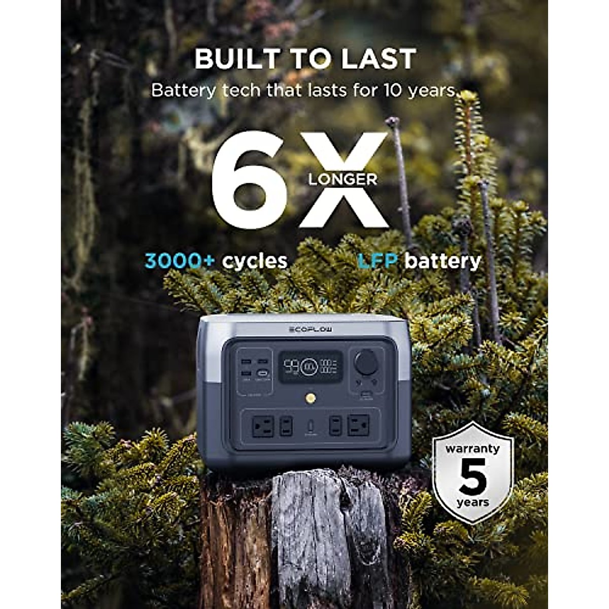 EF ECOFLOW Portable Power Station RIVER 2 Max, 512Wh LiFePO4 Battery/ 1 Hour Fast Charging, Up To 1000W Output Solar Generator (Solar Panel Optional) for Outdoor Camping/RVs/Home Use