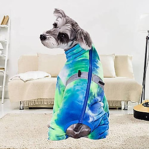 Dog Coats for Small Dogs, Polar Fleece Dog Pajamas Bodysuit for Small Medium Dogs, Dog Winter Jacket, Puppy Onesies Tie Dye Jumpsuits, Dog Full Body Vest, Dog Four-Legged Warm Clothes
