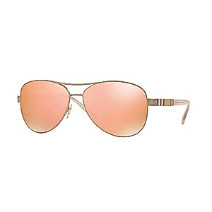 BURBERRY Women's BE3080 Sunglasses Matte Gold/Brown Mirror Rose Gold 59mm