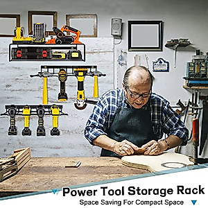 YALINKA Power Tool Storage Rack Holds 8 Drills, Separate Heavy Duty Electric Drill Holder Wall Mount, Utility Organizer Tool Shelf for Garage Home Workshop Shed, Set of 3