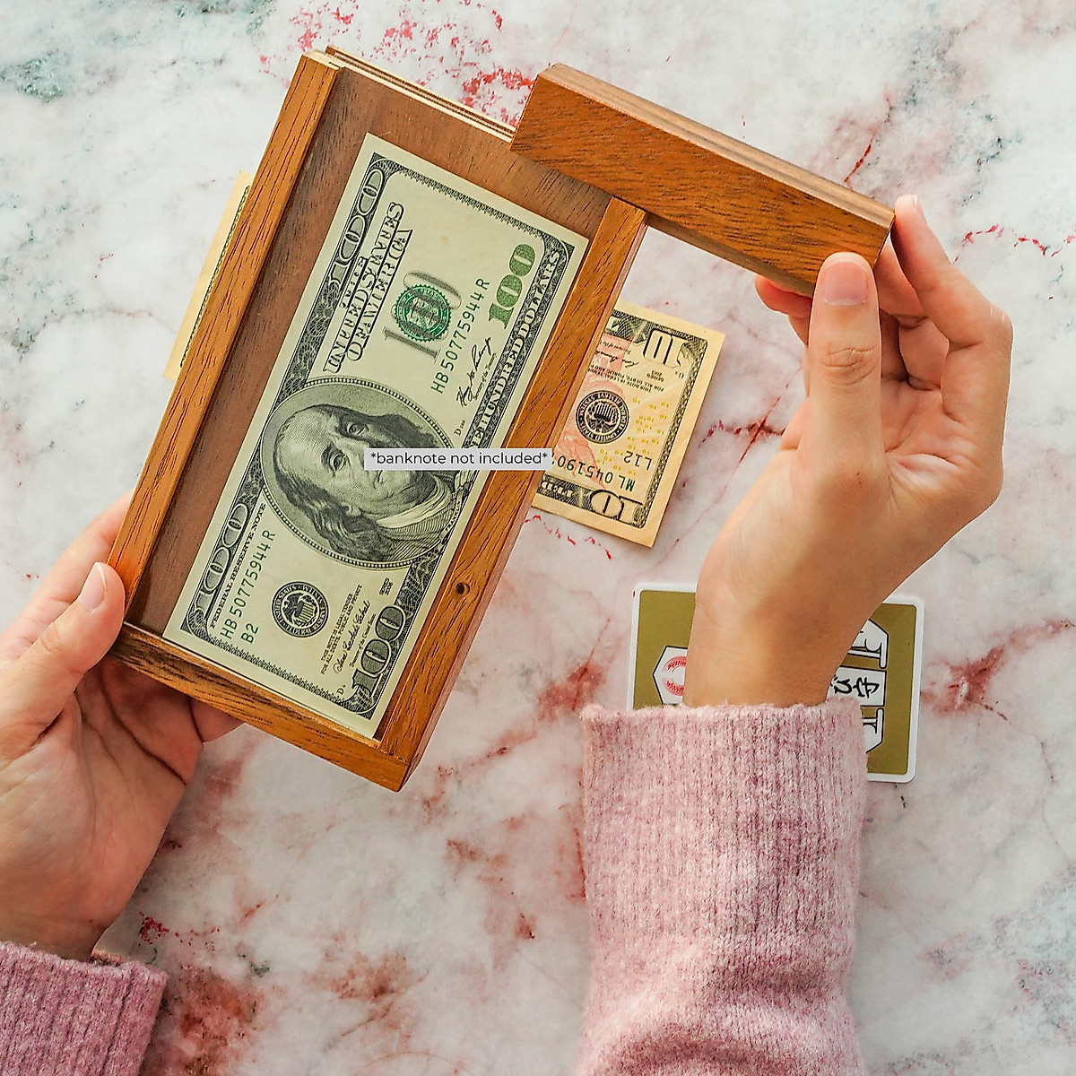 BSIRI ATM Puzzle Box for Adults- Secret Box Brain Teaser Wooden Puzzle Boxes with Hidden Compartments. Ideal Mystery Box, Money Box, Jewelry Box, 3D Puzzle Lock Box, Gift Card, and Money Puzzle Box