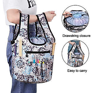 CURMIO Knitting Tote Bag, Yarn Project Wristlet Bag with Drawstring for Knitting Needles, Crochet Hooks and Supplies, Dandelion (Bag Only)