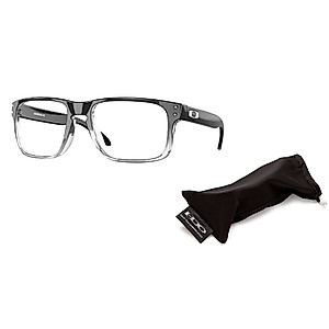 Oakley Holbrook Eyeglasses OX8156 815606 56MM Polished Black Clear Fade Square Eyeglasses for Men + BUNDLE With Designer iWear Eyewear Kit