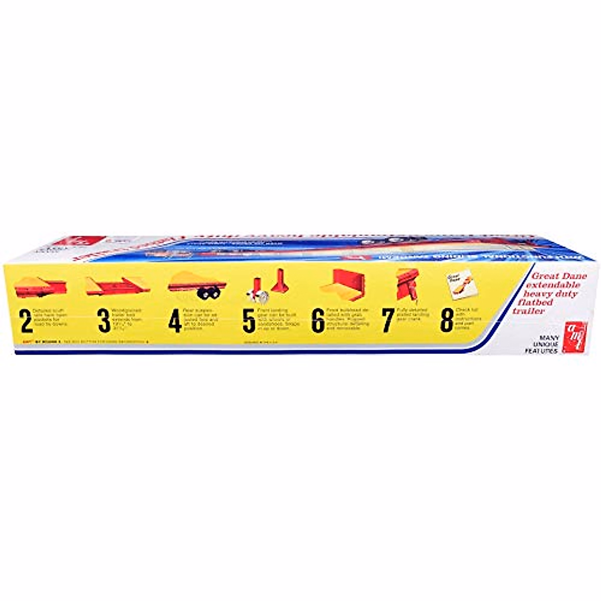 AMT AMT1111 1:25 Dane Extendable HD Flat Bed Trailer, Multi