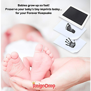 Inkless Large Clean Touch Ink Pad Kit for Baby Footprint, Handprint & Pet Paw Print - No Ink Mess, Clear Print, Smudge Resistant, Long Lasting, Baby Safe, Includes 2 Cardstock(Clean-Touch - Black)