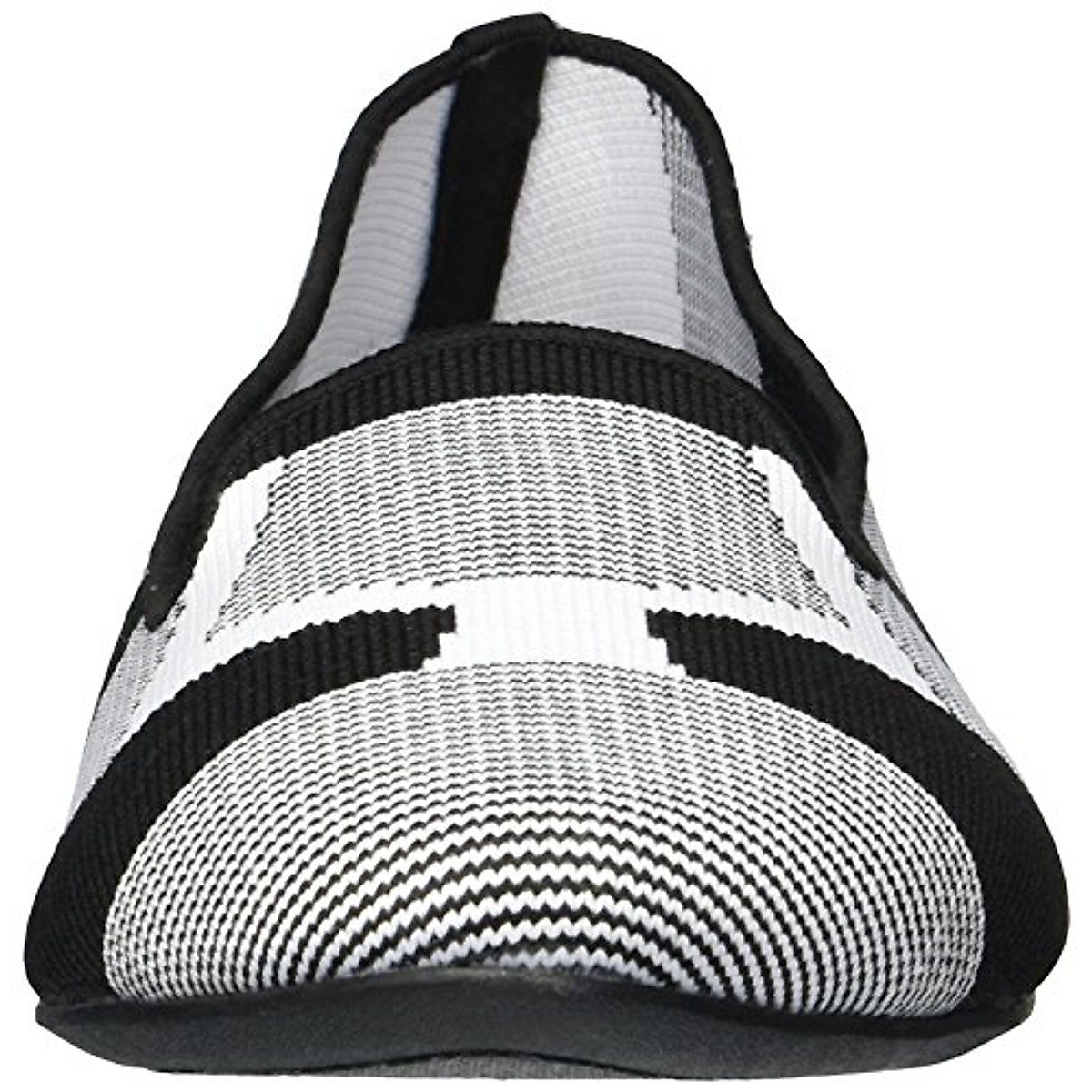 Skechers Women's Cleo-Sherlock-Engineered Knit Loafer Skimmer Ballet Flat, Black/White, 8.5 M US