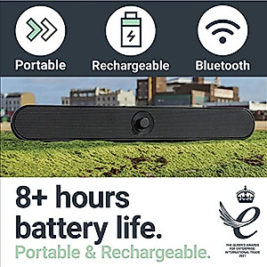 Majority Atlas Portable Bluetooth PC Soundbar | 20 Watts Powerful Stereo Sound | Portable Speaker with 8 Hours Playback | One Touch Control, USB, SD Card & AUX Playback Sound Bar for TV