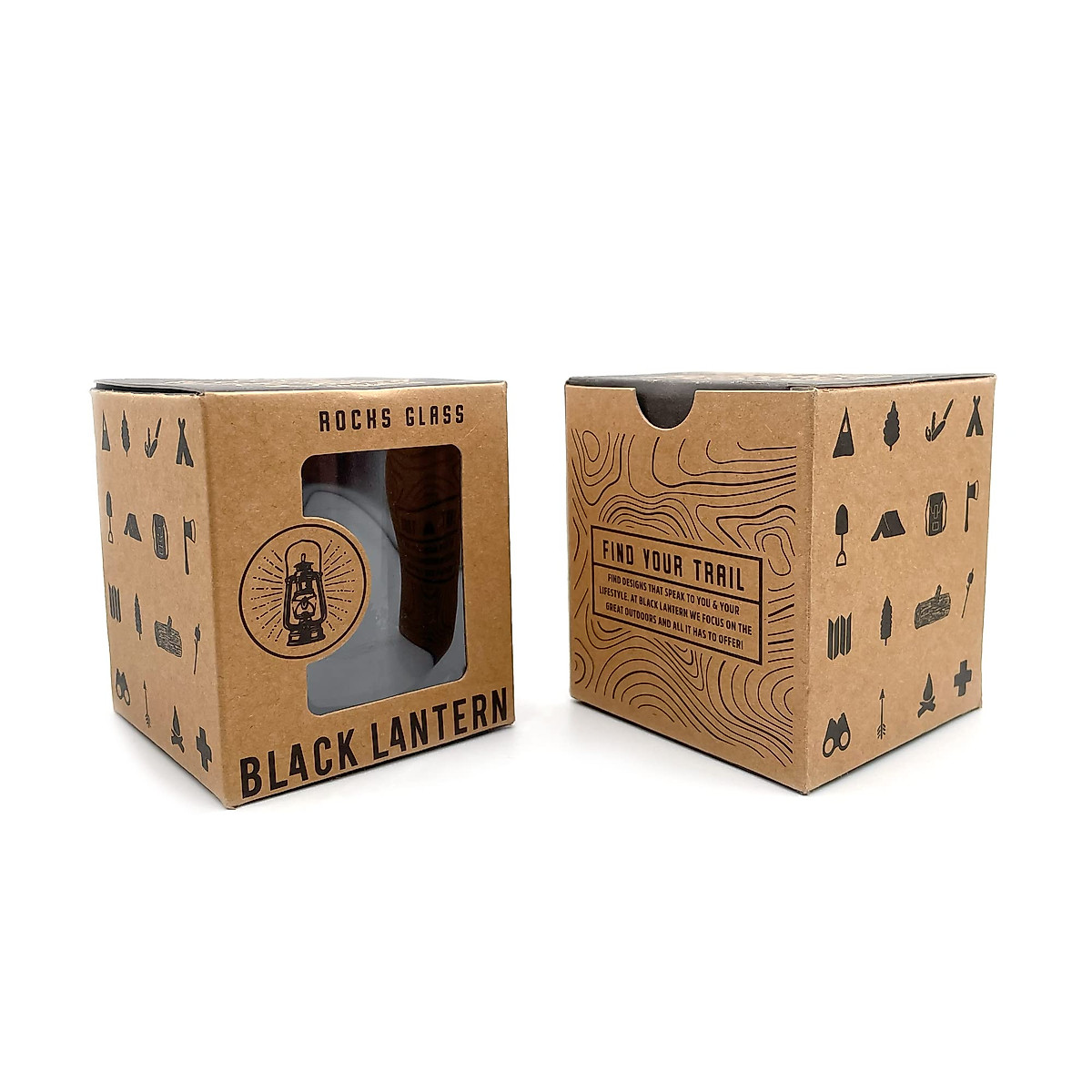 Black Lantern Whiskey Glass – Handmade Whiskey Glasses - Forest Animals - Bar Glass (One 11 oz. Tumbler) - Kitchen Glasses and Kitchen Cups for Cabin Decor