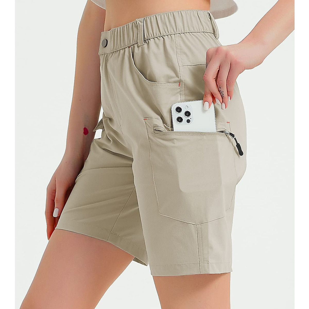 Nomolen Women's Hiking Cargo Shorts Lightweight Quick Dry Outdoor Golf Travel Shorts for Women with Zipper Pockets UPF 50+