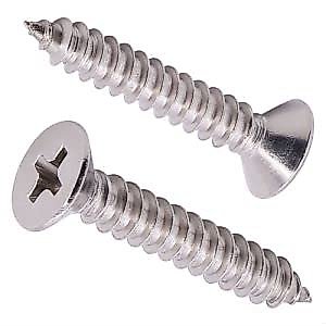 #8 x 7/8" Flat Head Phillps Drive Self Tapping Screws, 304 Stainless Steel, Cross Recessed Countersunk Head Wood Screws, 100 PCS