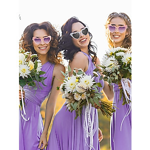 15 Pairs Bachelorette Sunglasses Heart Shaped Sunglasses Bridesmaid Bride Eyewear Bridesmaid Proposal Gifts For Wedding Party (White Gray, Pink Gray)