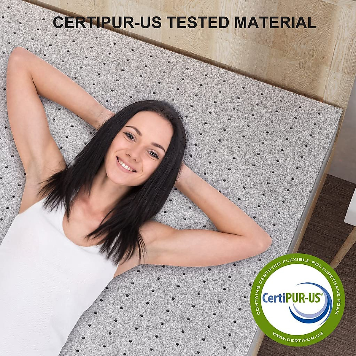 Maxzzz 4 Inch Mattress Topper Full Size, Firm Memory Foam Bed Mattress Topper, Ventilated Mattress Pad CertiPUR-US Certified Plush